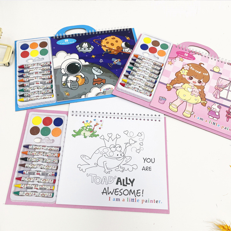 Doodle Painting Drawing Children Cartoon Book Set Kids Early Education ...