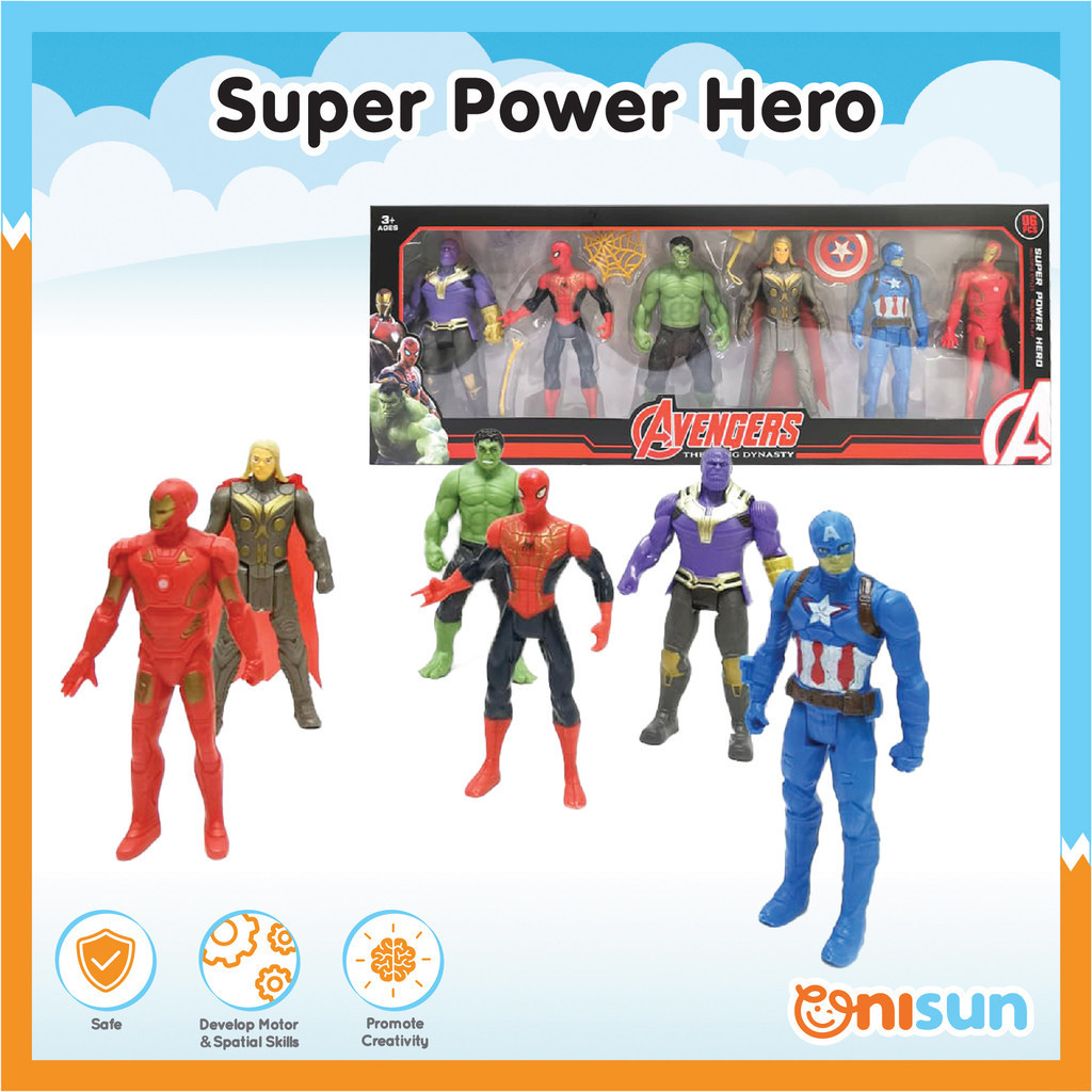 6 in 1 Boy Fun Cute Avengers Miniature Collectibles Action Figures ...