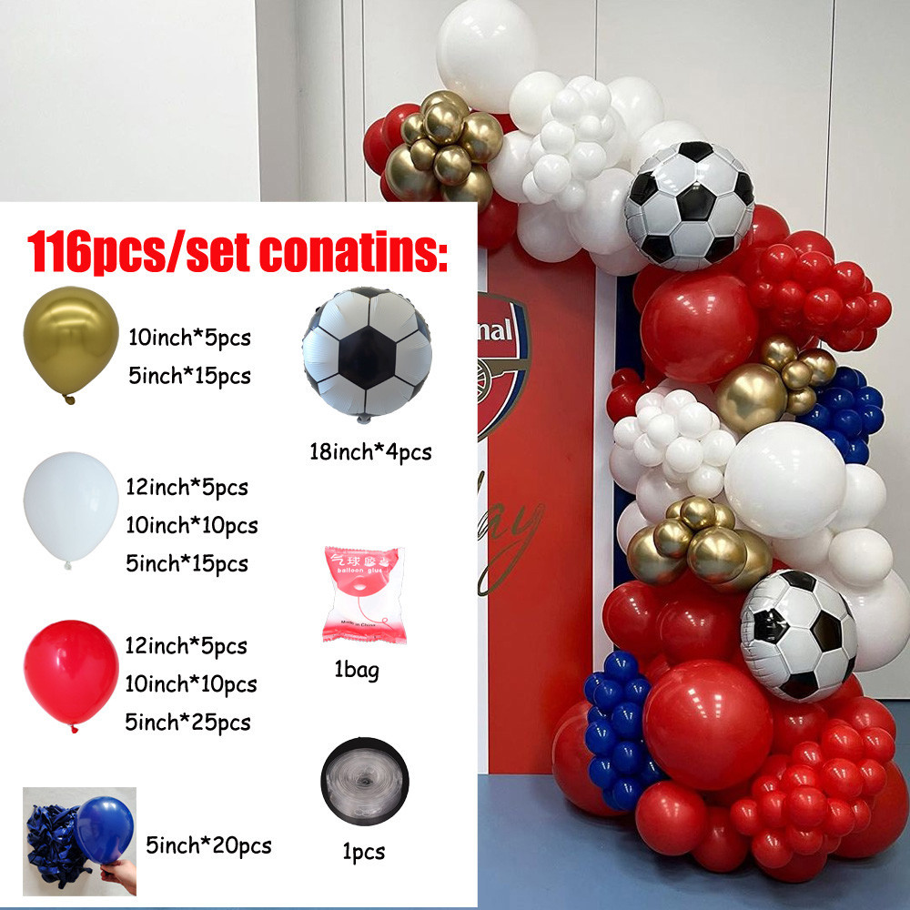 116pcs Navy Blue Red Black Football Balloons Garland Arch Kit 18inch ...