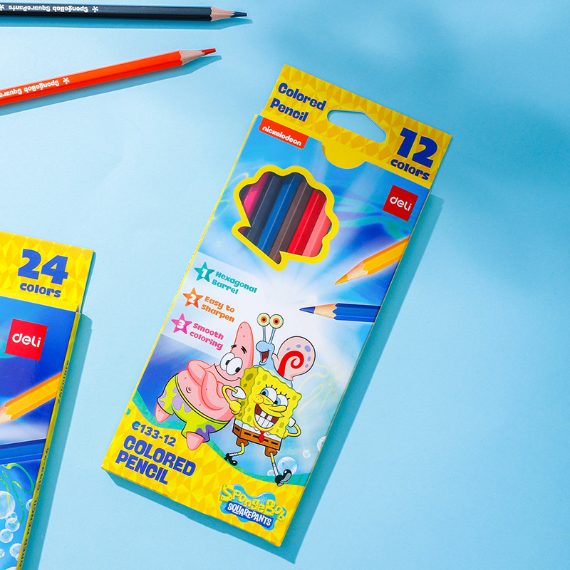 Deli SpongeBob SquarePants Series Colour Pencil 12/18/24 Color 3mm Tip ...