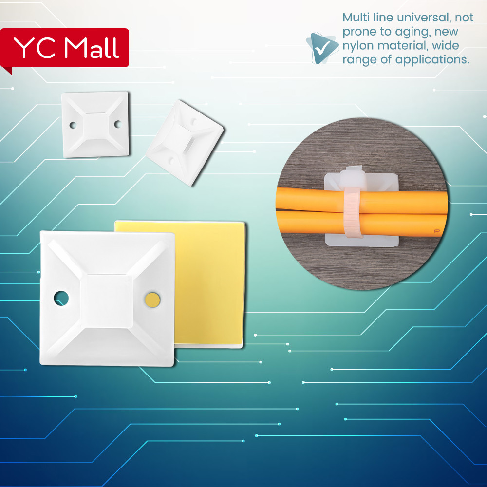 Nylon Self-adhesive Cable Tie Mounts 100pcs | Shopee Malaysia