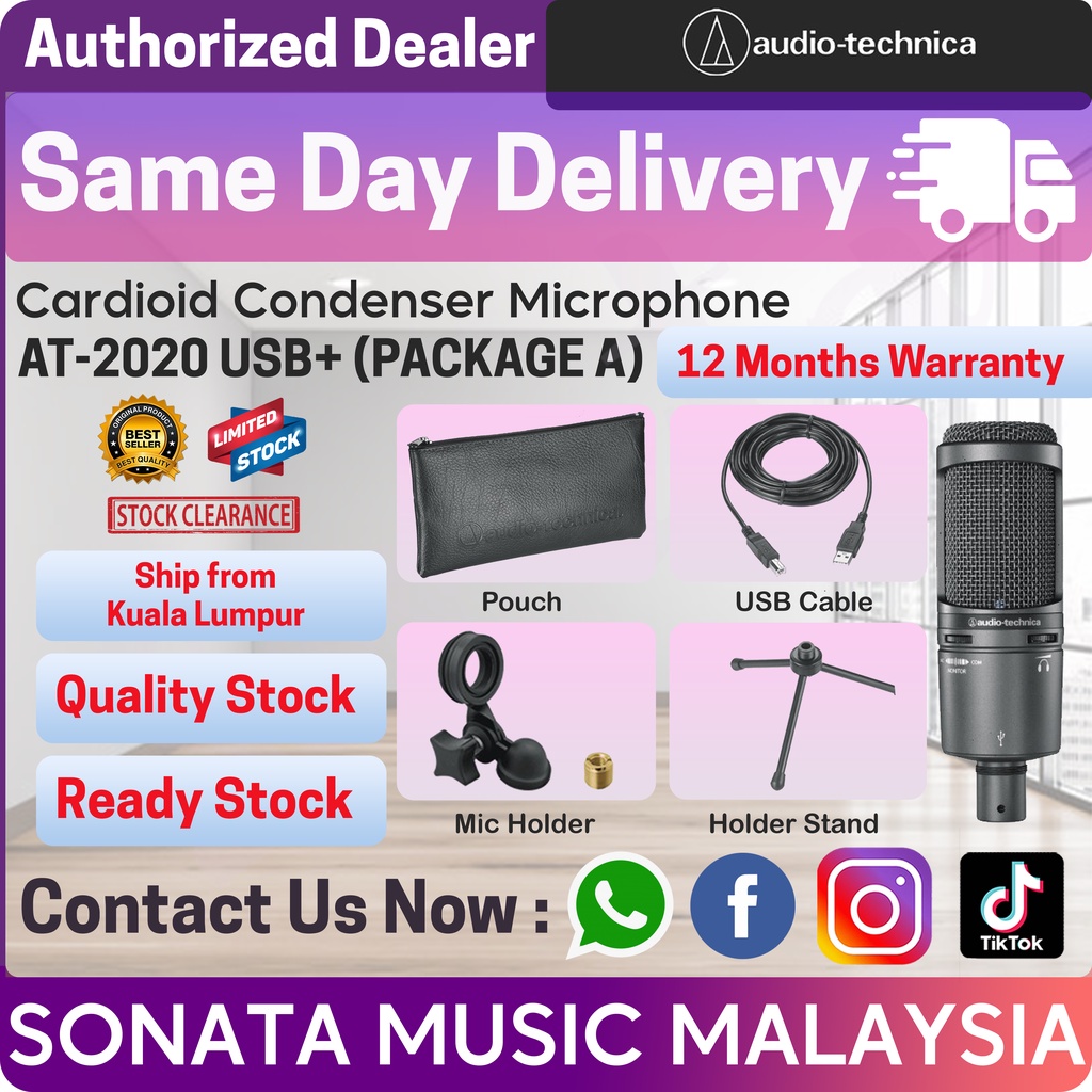 Audio Technica AT2020USB+ Cardioid Condenser USB Mic Microphone (A) 铁三角 音频技术 心形 指向性 电容式 USB 麦克风 ...
