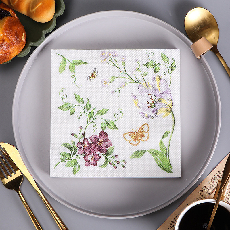 Romantika 20 Sheets Floral Pattern Paper Napkins Printed Tissue 33x33cm ...