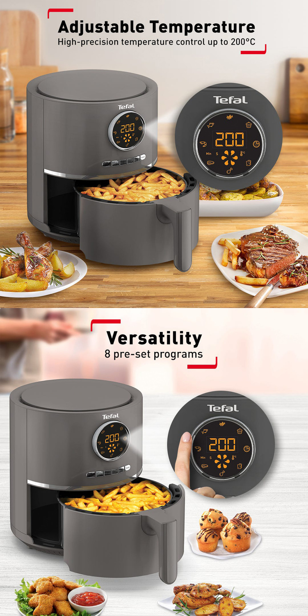 Tefal 4.2 Liter Digital Air Fryer Ultra Fry Healthy EY111B40 EY111B ...