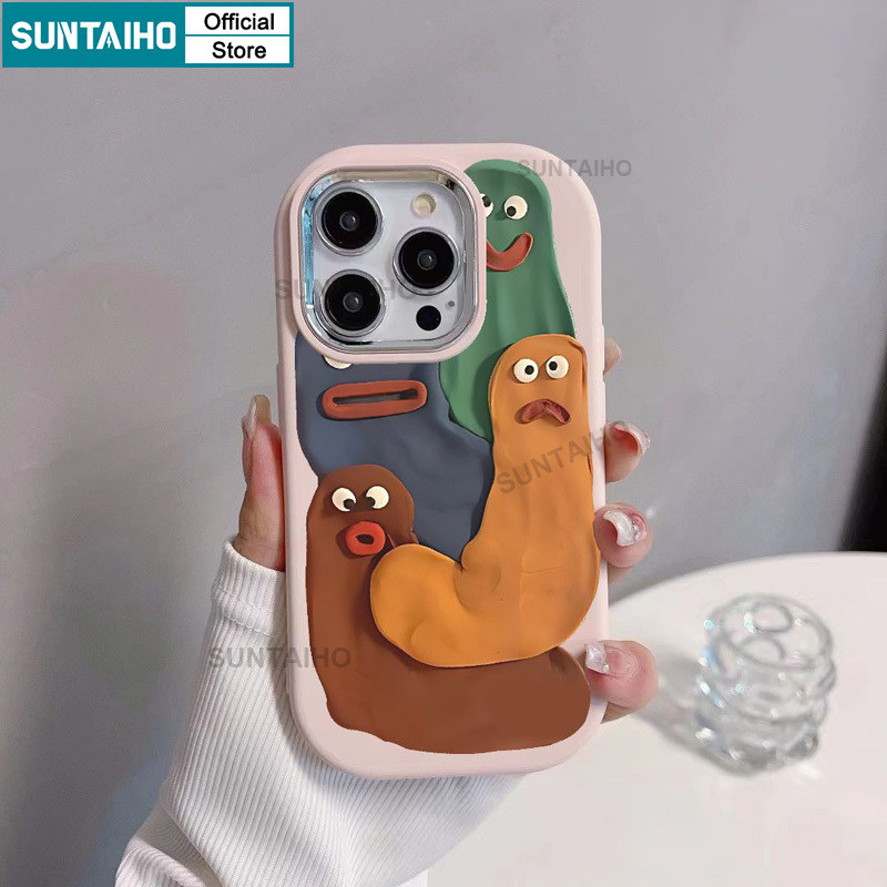 Suntaiho Funny Creative Plasticine Bug Pattern Phone Case for Iphone 15 ...