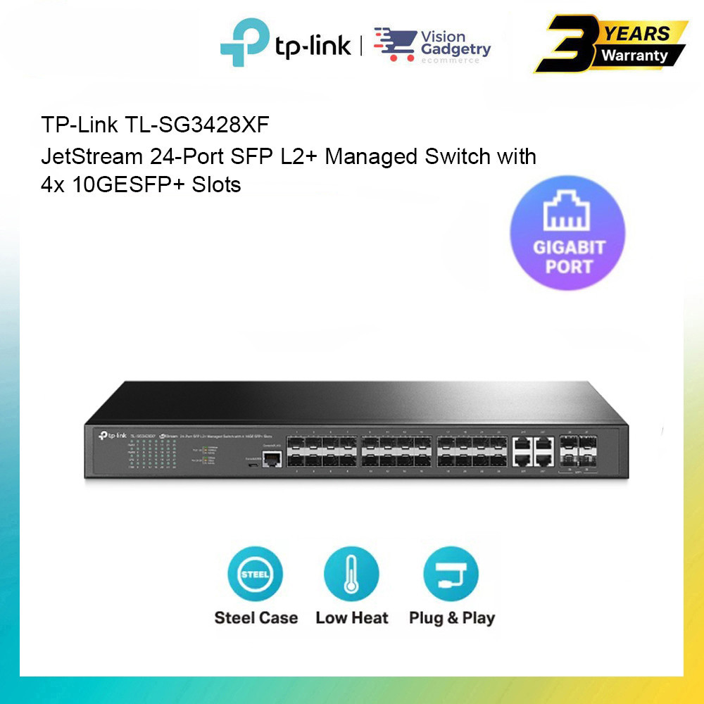 TP-Link TL-SG3428XF JetStream 24-Port SFP L2+ Managed Switch with 4x ...