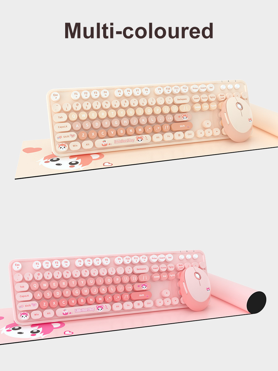 MOFII Sweet Mixed Little Bear Diary Wireless Keyboard Set PC Laptop ...