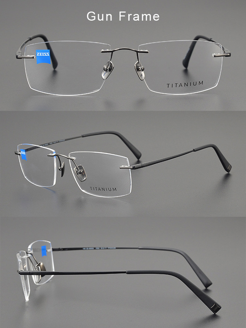 ZEISS ZS60003 Pure Titanium Glasses Frame Vogue Rim-less Frame Light ...