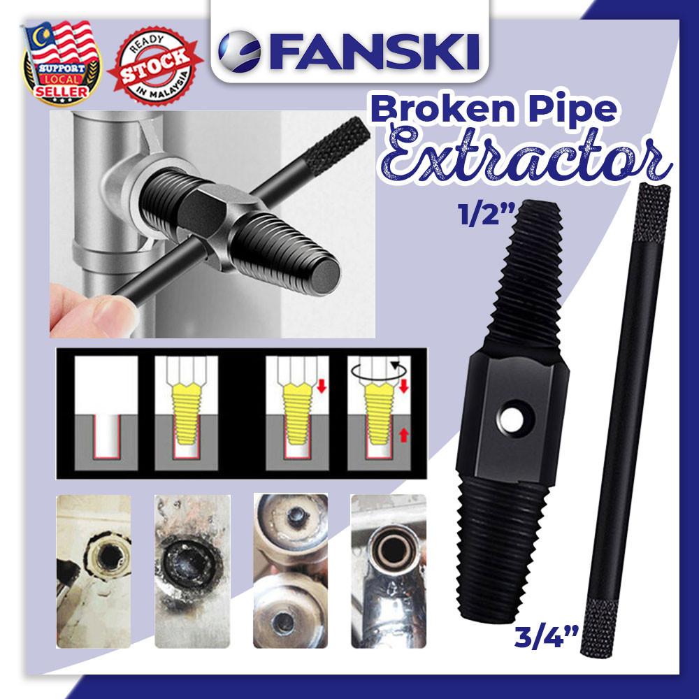 2 Way Broken Pipe Extractor Remover Tool With Handle 1/2 3/4 Water Pipe ...
