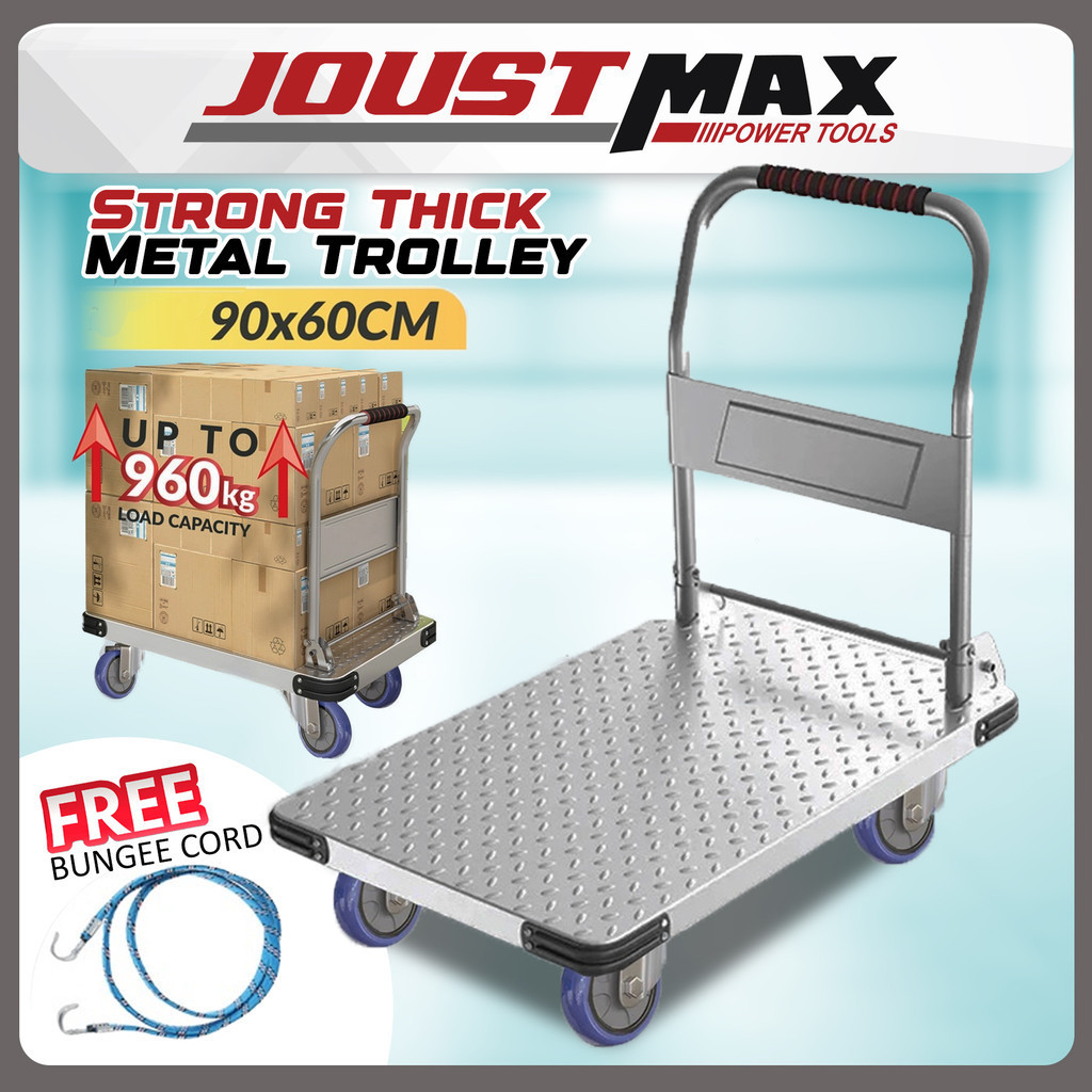 90x60CM Strong Thick Metal Trolley Foldable Heavy Duty Solid Steel with ...