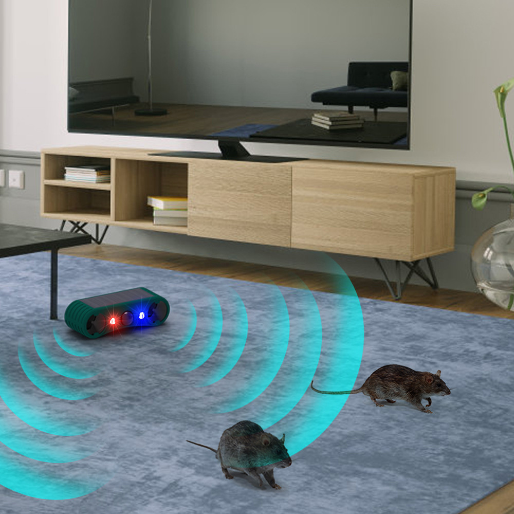 New Solar Ultrasonic Alarm Infrared Induction Siren & Light Alarm Motion Sensor Repellent of ...