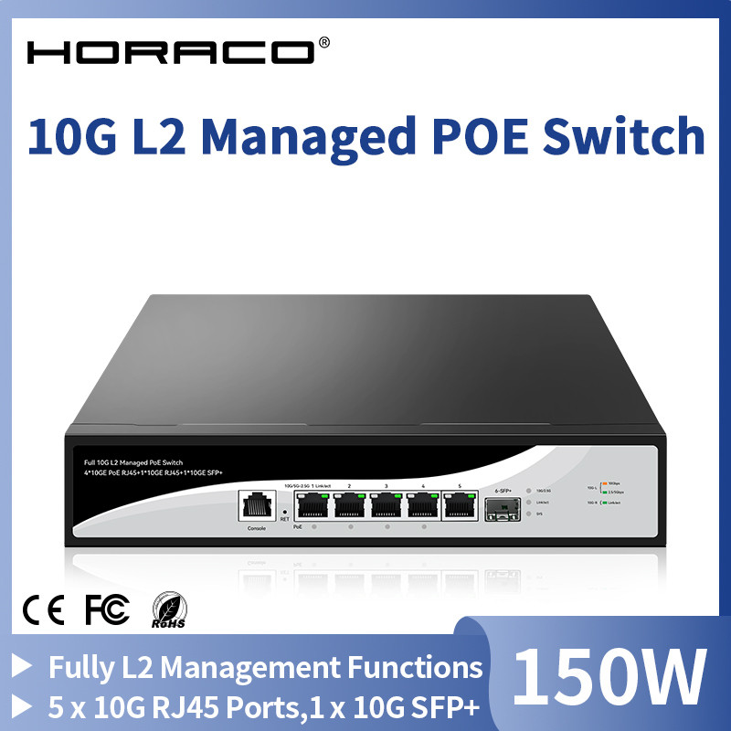 【Official Shipment】 HORACO 10Gb L2 Managed PoE Switch 6 Port 10G Smart ...