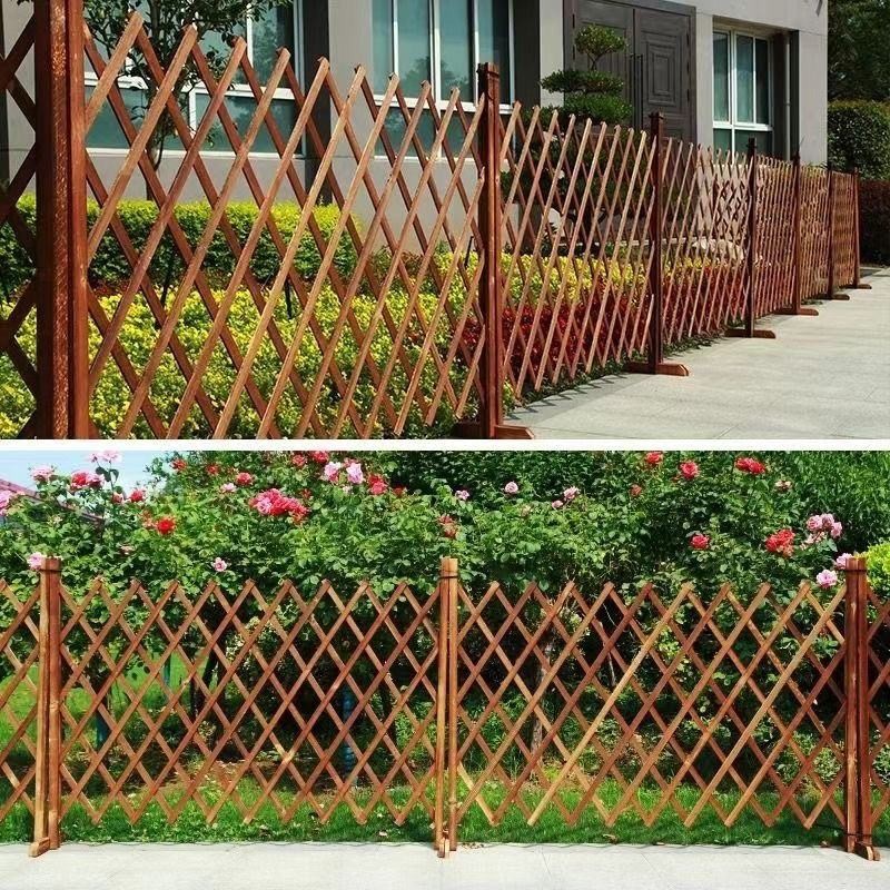 Telescopic fence//// Carbonized Anticorrosion Wood Fence Outdoor Grid ...