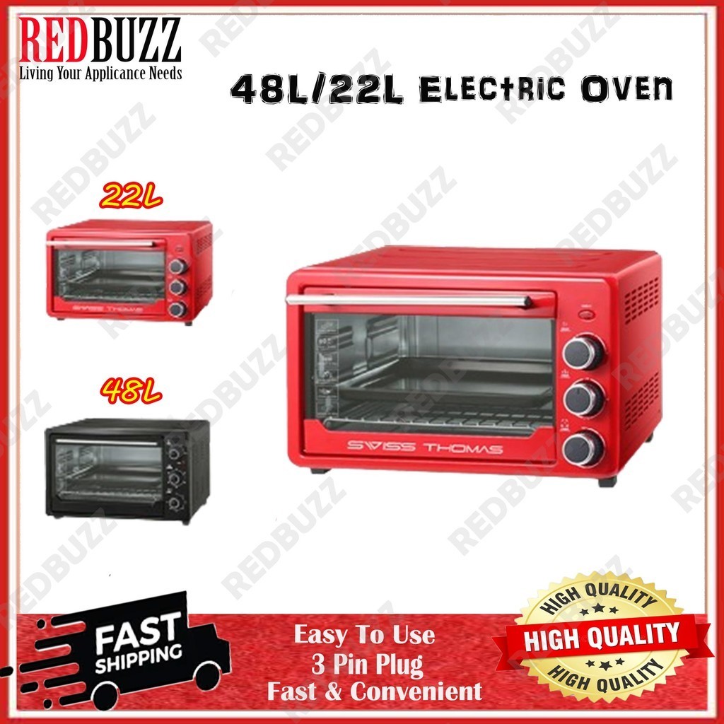 REDBUZZ 48L/22L Electric Oven Convection Hot Air Fryer Toaster Timer ...