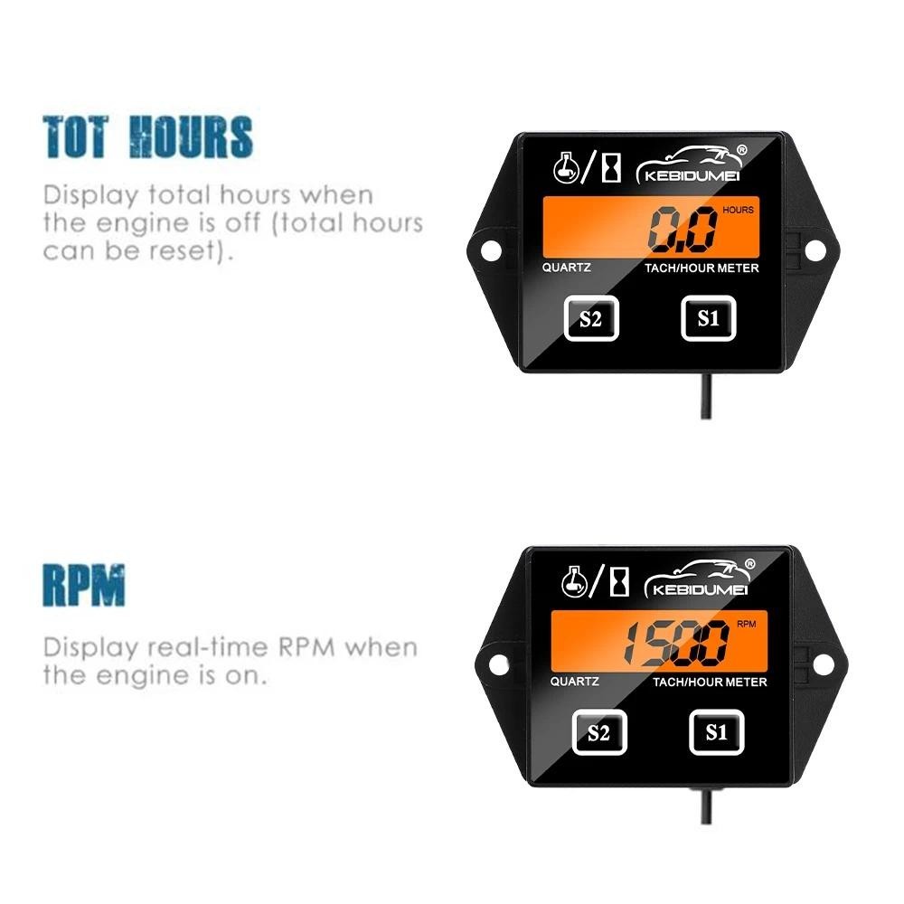 Car Motorcycle Tach Hour Meter Digital Tachometer Timer Engine ...