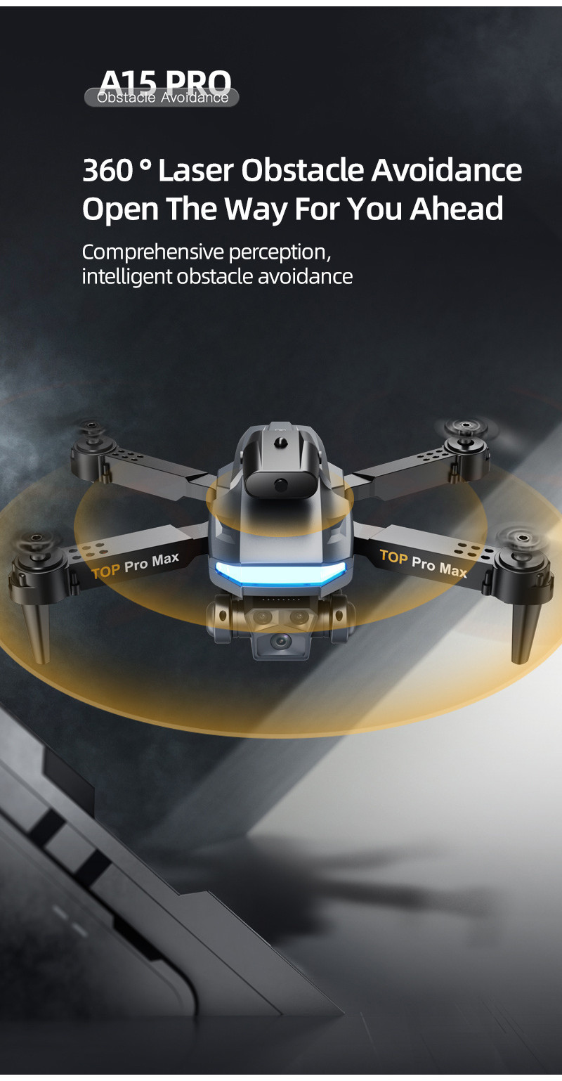 2024 New A15 Pro Drone 360° Obstacle Avoidance Quadcopter Folding HD ...