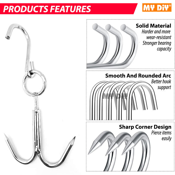MYDIYHOMEDEPOT - STAINLESS STEEL MEAT S HOOK GALVANIZED METAL SWIVEL ...