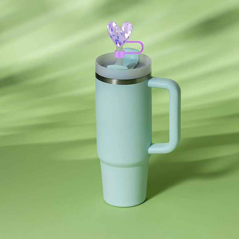 10mm Straw Cover Love Heart Straw Topper Resuable Silicone Straw Tip ...