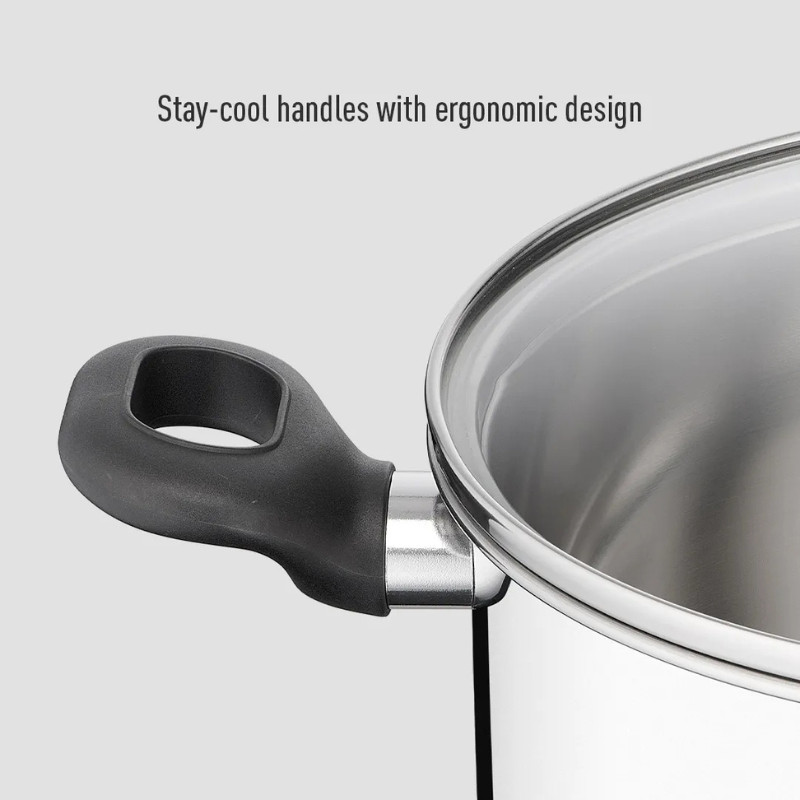 Tefal E3254495 Starter Stainless Steel Stewpot With Lid 20CM Premium Quality With Glass Lid ...