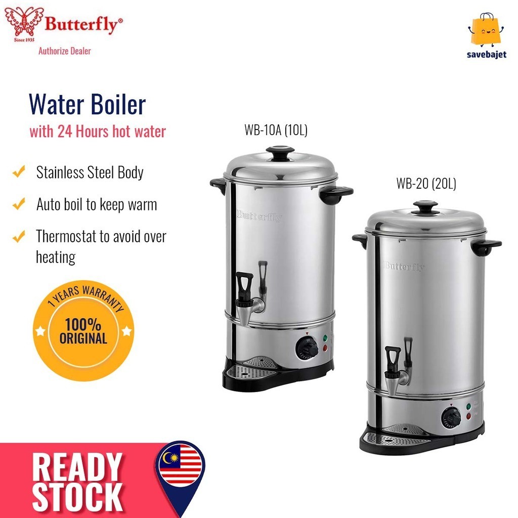 Butterfly Pemanas Air Elektrik Stainless Steel Water Boiler (10L/20L ...