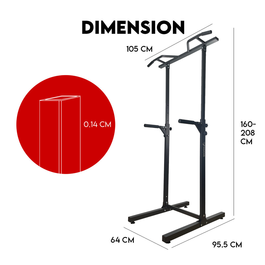 Vigor Fitness Power Tower Elite Chin Up Pull Up Bar / bar palang tarik ...