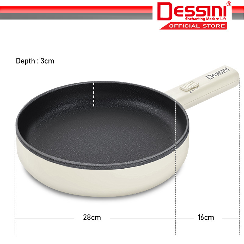 DESSINI ITALY 28CM Electric Frying Pan Non Stick Cooker Steamboat Hot ...