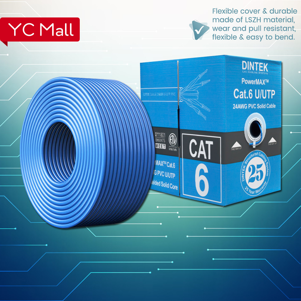 Dintek PowerMAX CAT.6 U/UTP 24AWG PVC Solid Pure Annealed Copper Cable ...