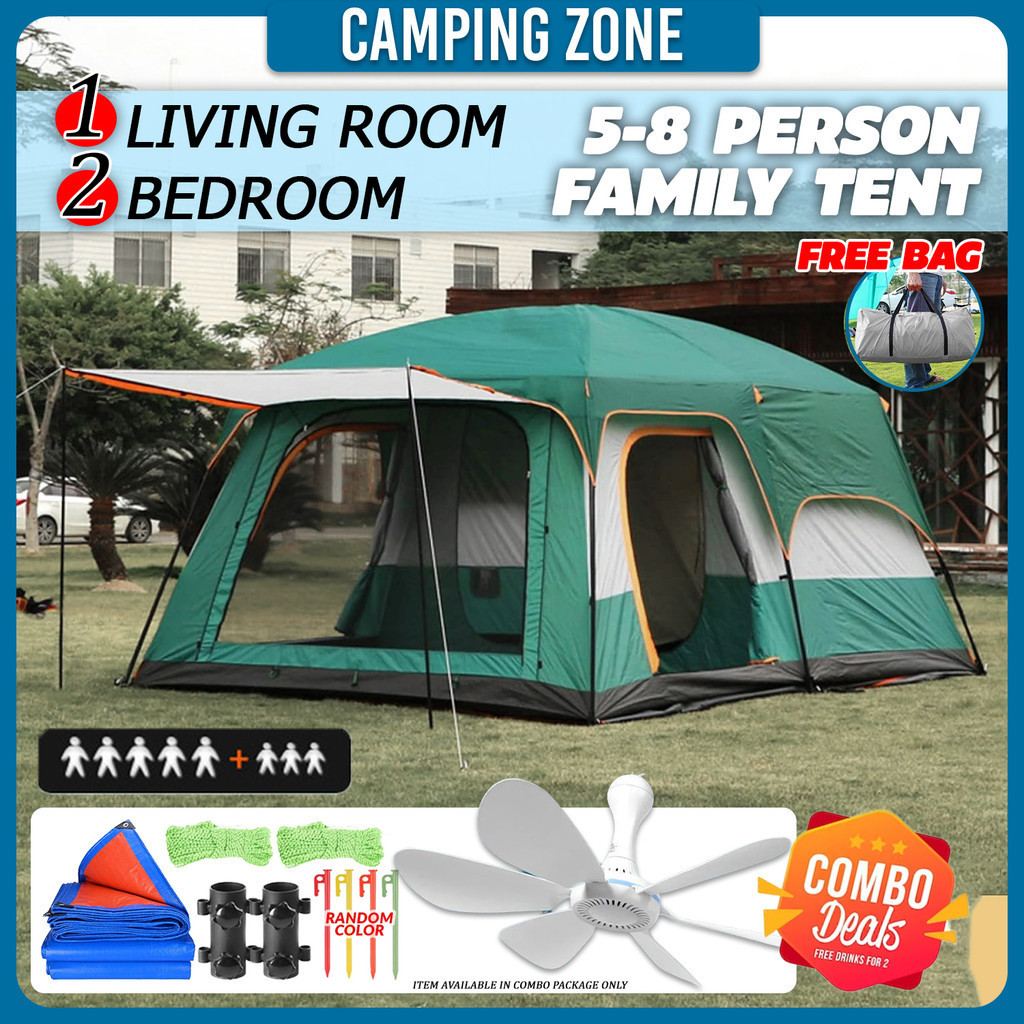 5-8 Person Large Camping Tent Waterproof Family Tents for Outdoor ...