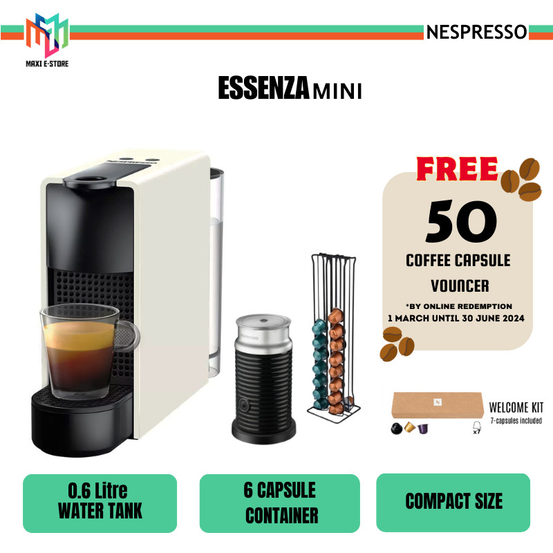 Nespresso Mini Coffee Pod Machine + Aeroccino 3 Milk Frother [Free ...