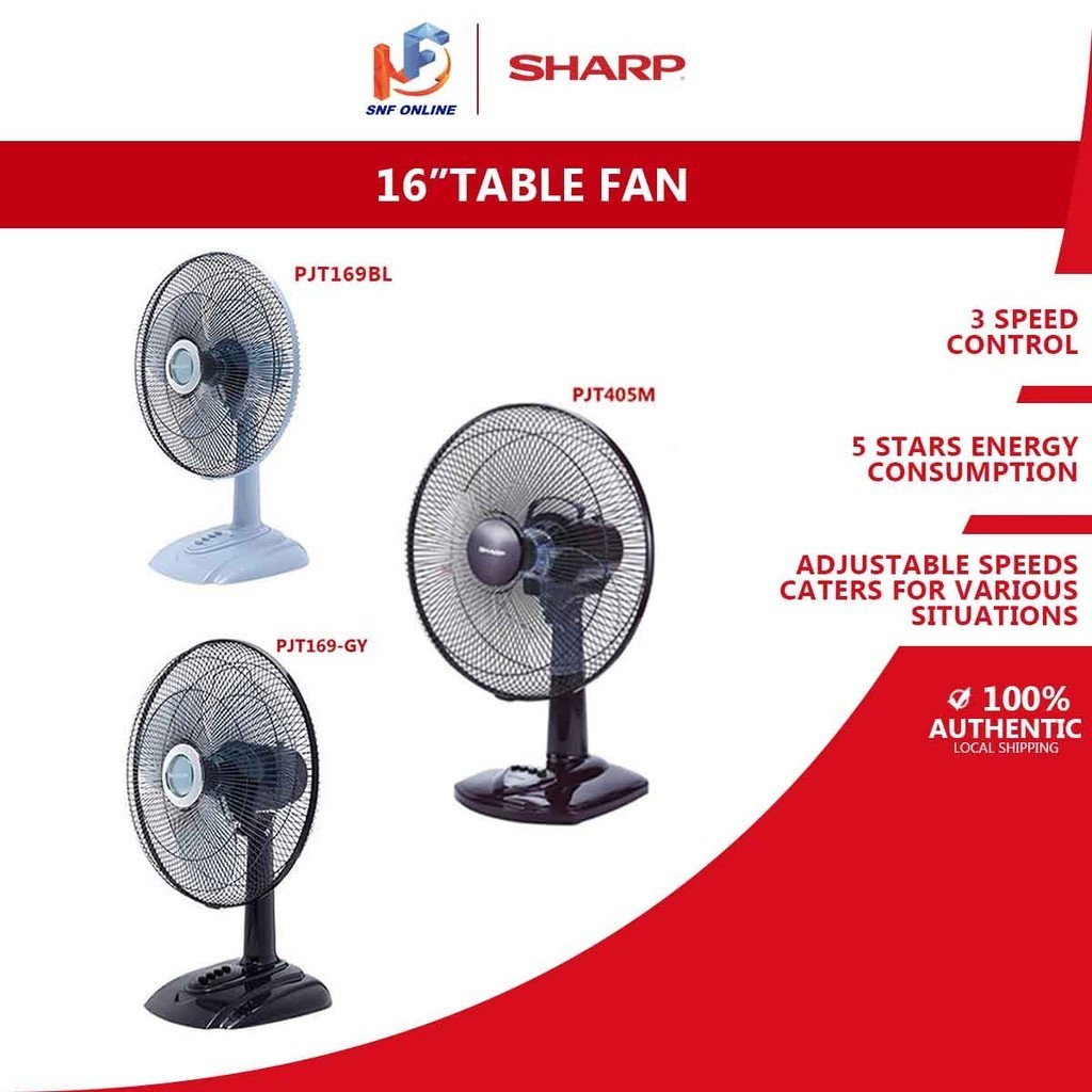 Sharp Kipas Meja - Table Fan - Blue (16”) PJT16 PJT4X5 PJT169-GY ...