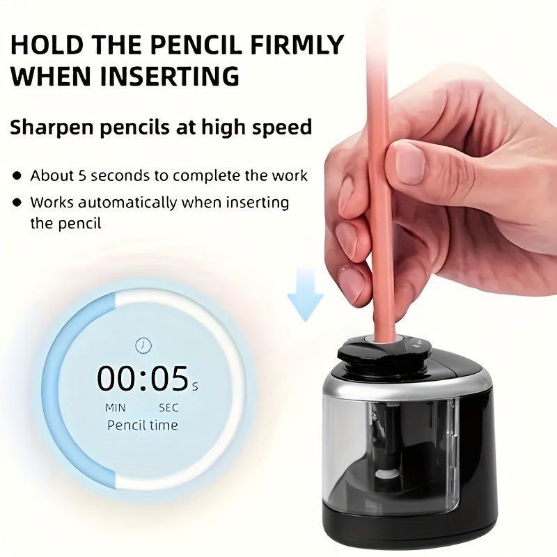 Sleek Automatic Pencil Sharpener Desktop Convenience Quick Sharpening ...