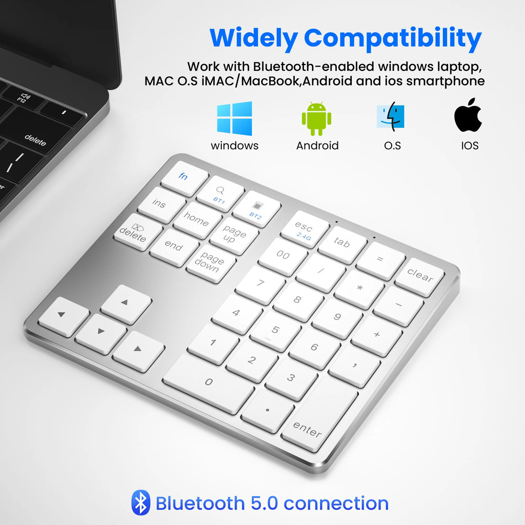 Ultra-thin Number Pad Keyboard 2.4G Wireless Bluetooth Digital Keyboard ...