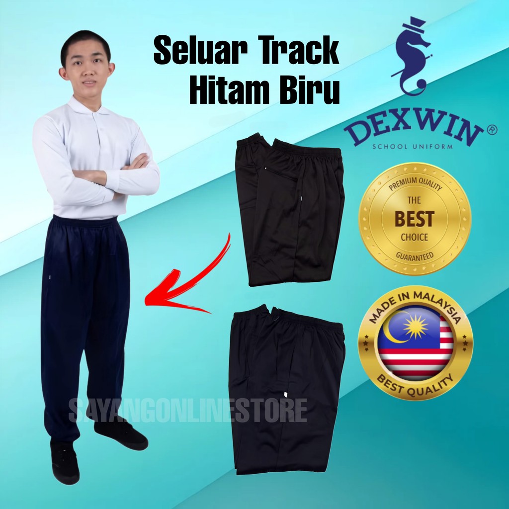 Dexwin 780 Seluar Track Sport Pants Hitam Biru Long Pants Tracksuit ...