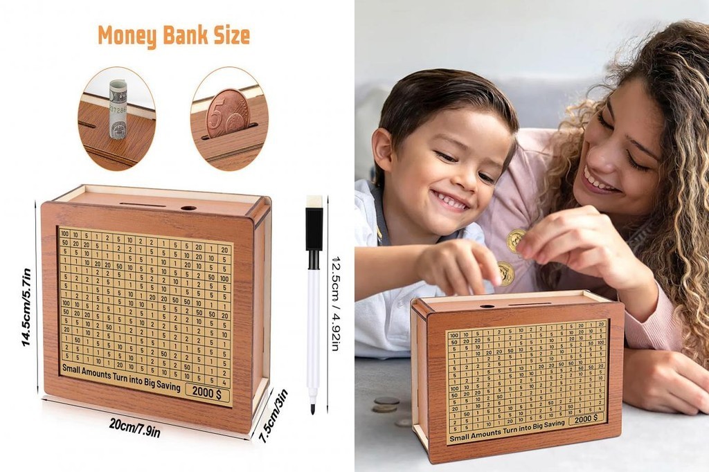 [SE] Cash Coin Retro Money Savings Box Wooden Money Box Wooden Money ...