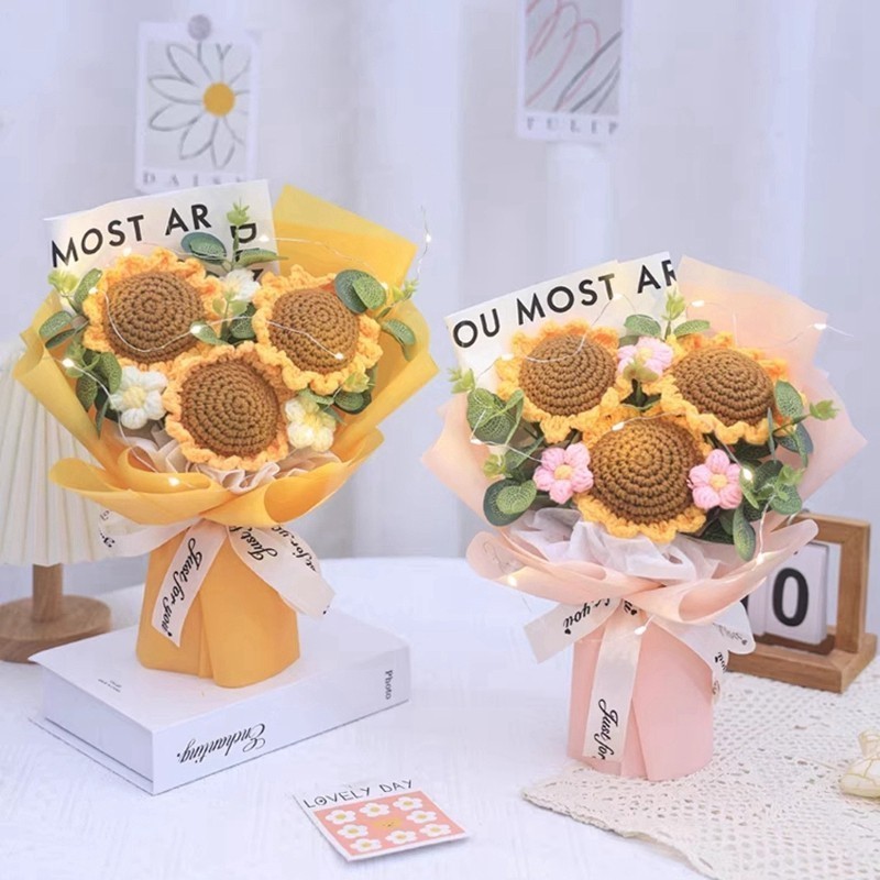 Ins Sunflower Bouquet Handmade Flower with Packaging Bag Graduation ...
