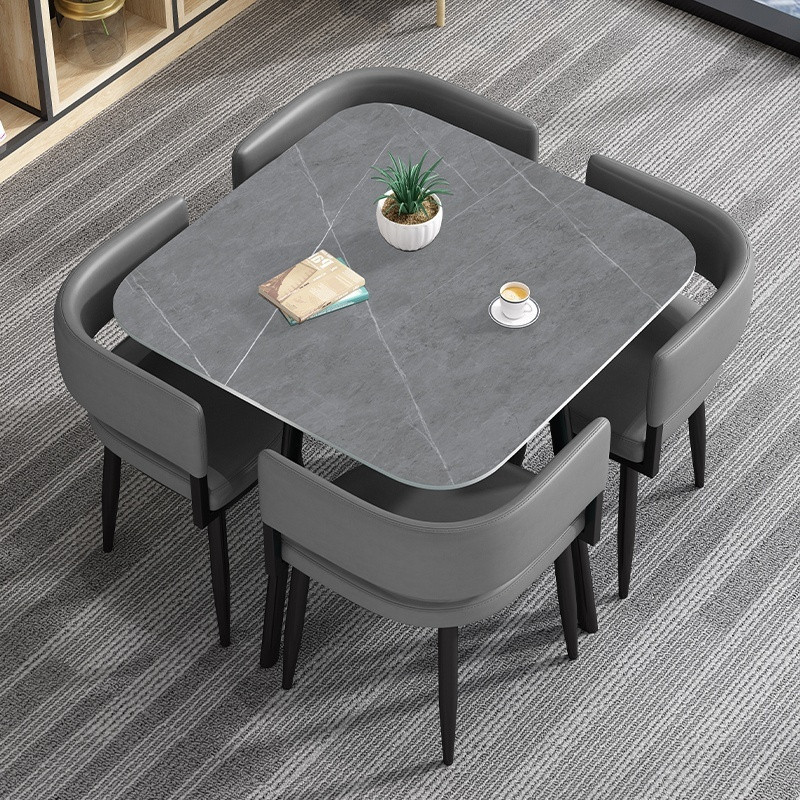 Reception Negotiation Square Table Slate Table And Chair Combination ...
