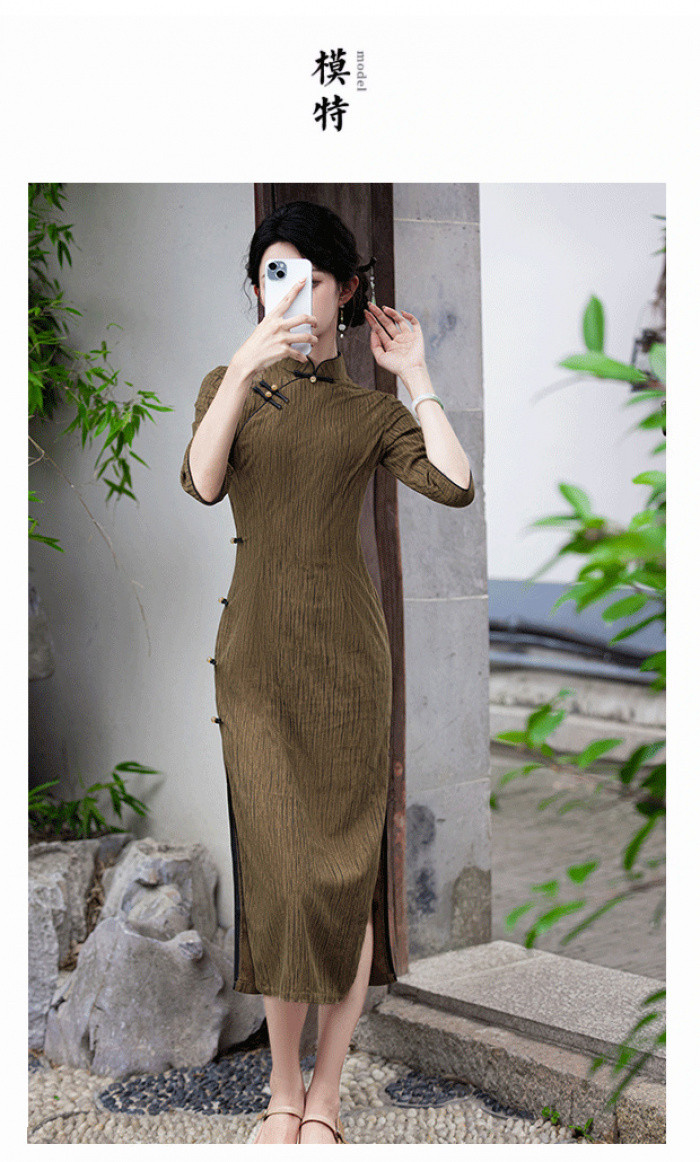 Ready Stock Ladies Improved Cheongsam Traditional Dress Improved Plain ...