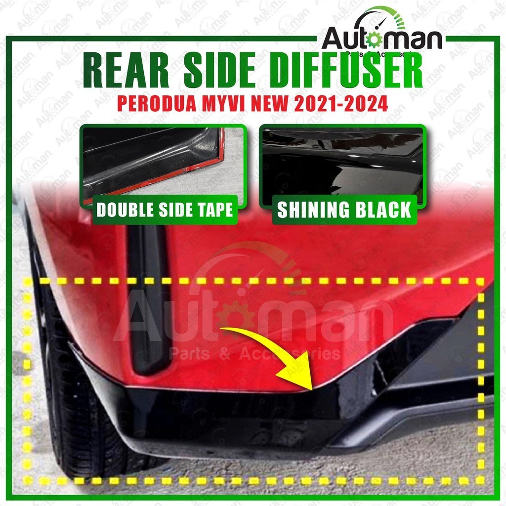 Rear Skirt Gear Up Body Kit Glossy Black Model Perodua Axia Myvi New ...