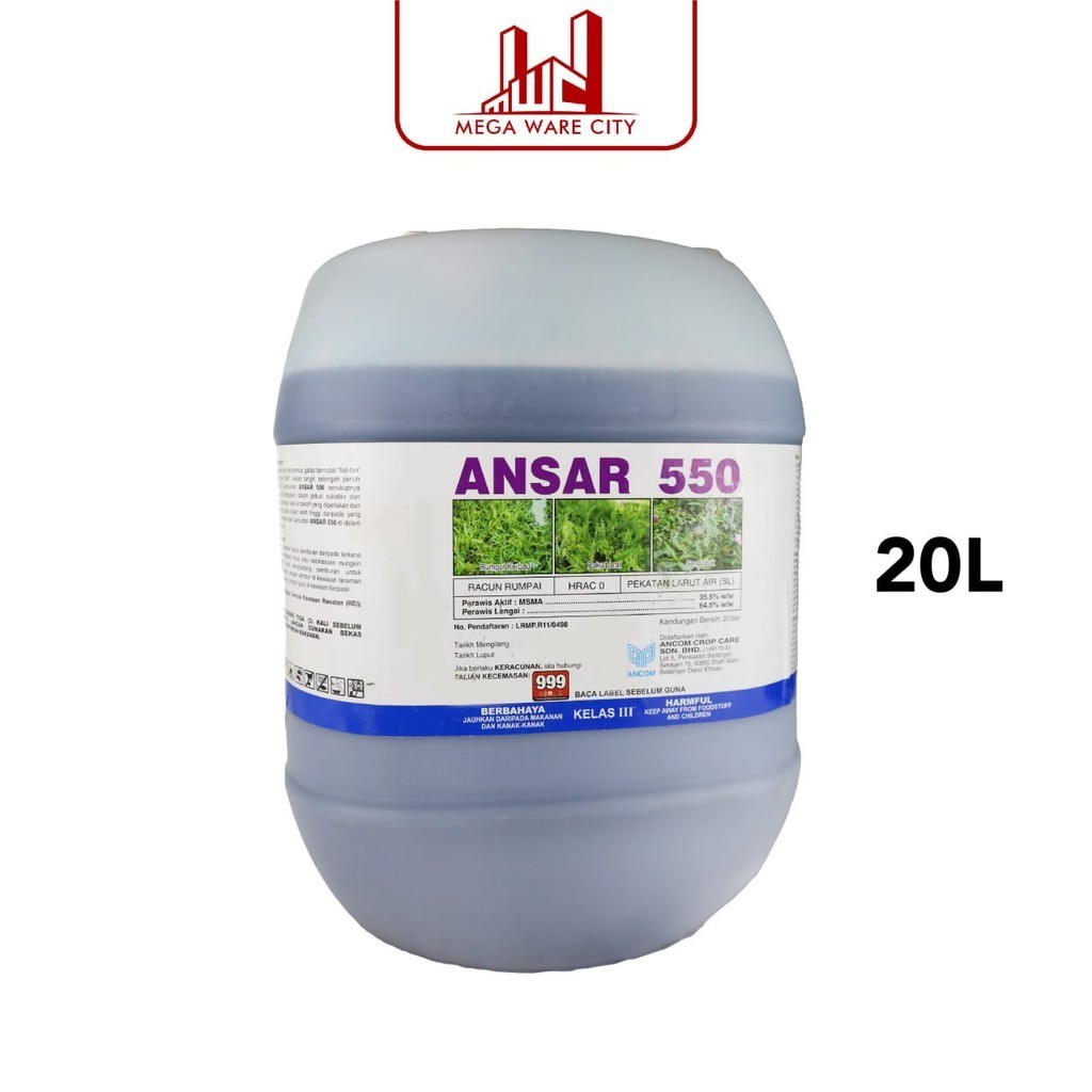 ANCOM Ansar 550 20L Herbicide MSMA 35.5% Grass Weed Killer Racun Rumpai Rumput Kerbau Senduduk ...
