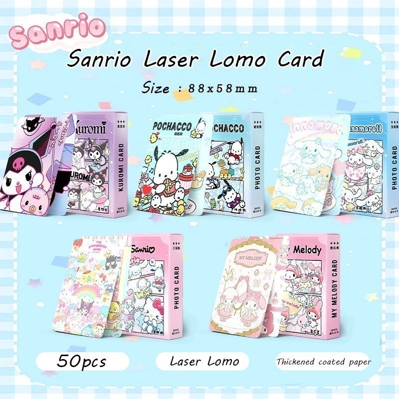 50Pcs Sanrio Laser Card Cartoon Hello Kitty Kuromi Melody Cinnamoroll ...