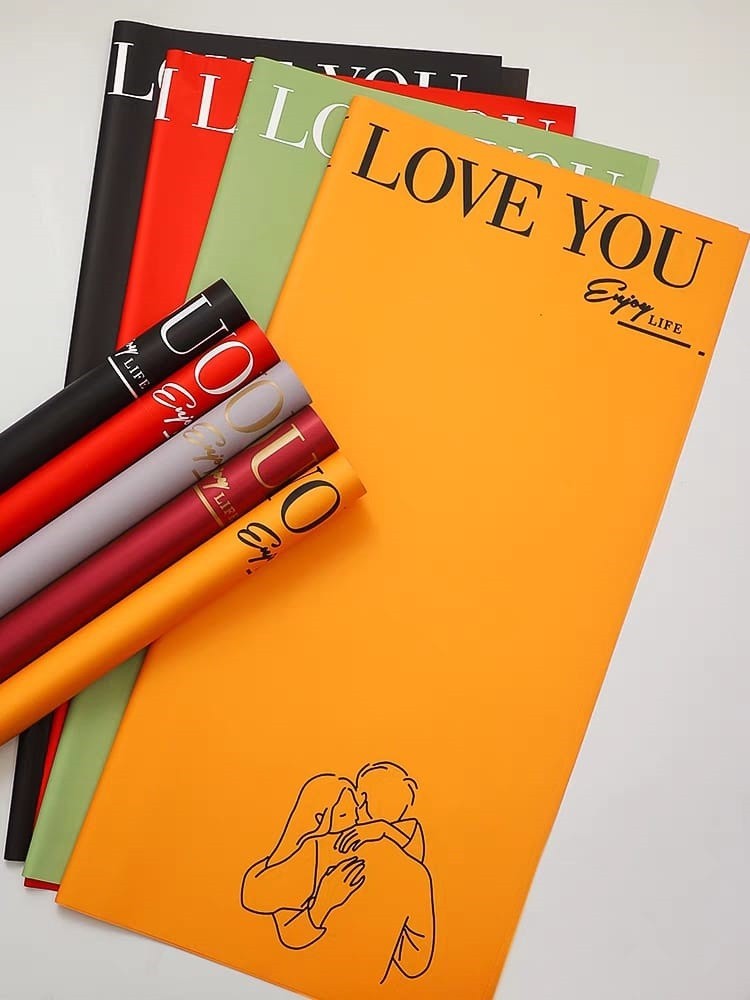 20pcs Love Wrapping Paper Waterproof Bouquet Gift Flower Wrapper ...