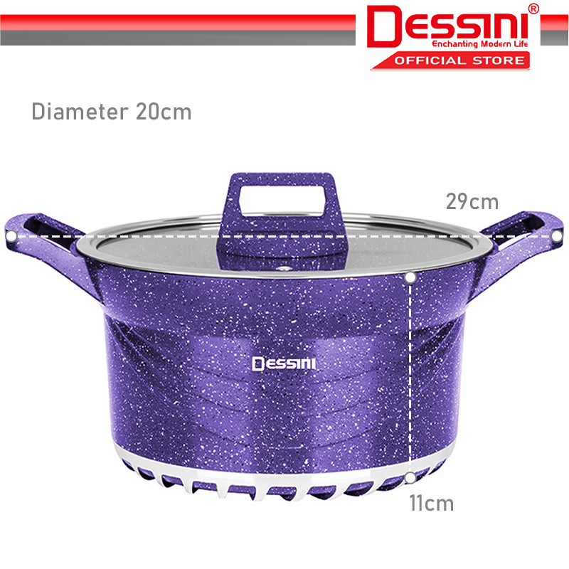 DESSINI ITALY GSB-20 Granite Die Cast Aluminium Non Stick Casserole Pot ...