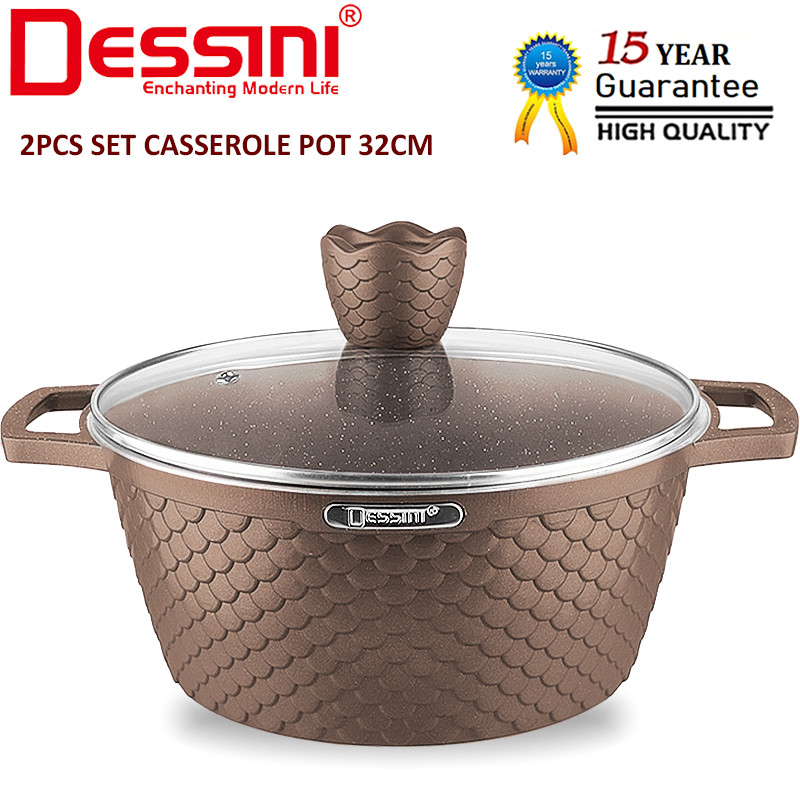 DESSINI ITALY GGF-32 Granite Die Cast Aluminium Non Stick Casserole Pot ...