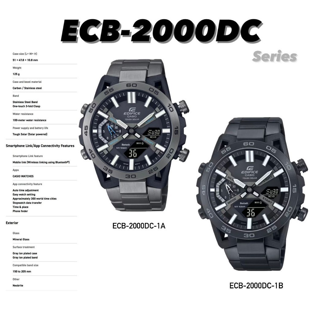 [EDIFICE ECB-2000DC SERIES] TOUGH SOLAR WITH SMARTPHONE LINK ALNADIGIT MEN WATCH | Shopee Malaysia