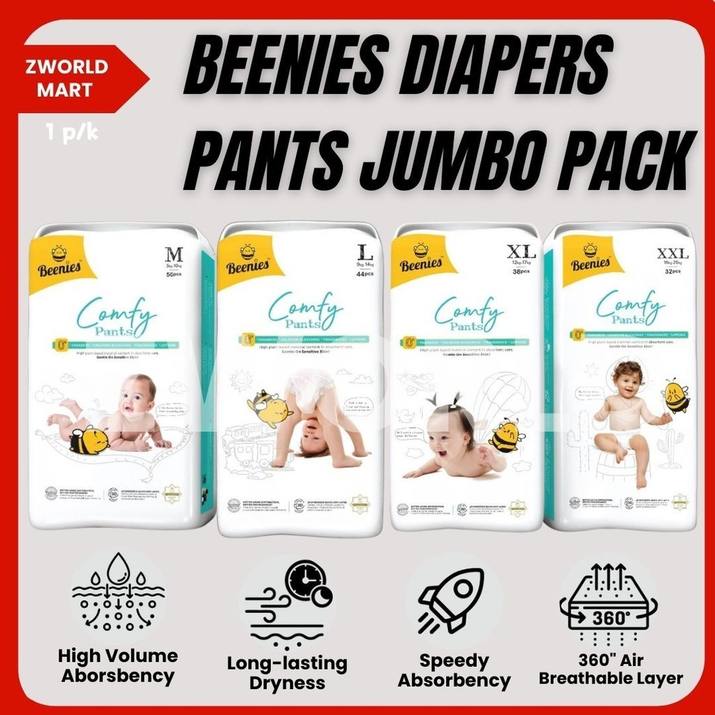 Beenies Diapers Comfy Pants Jumbo Pack / Lampin Bayi Diapers Jenis ...