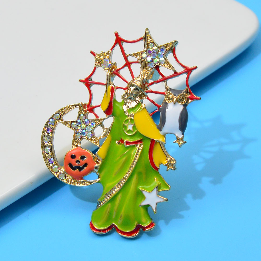 halloween wizard pumpkin owl brooch fashion enamel accessories pins ...