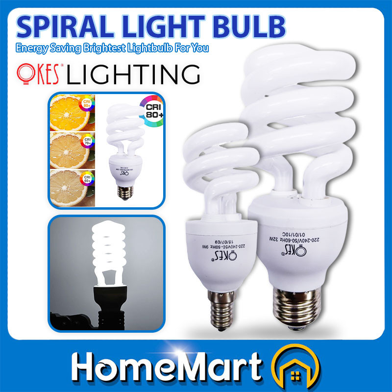 OKES Spiral Twist Bulb OKA Lighting Light Bulb 7W To 32W E14 E27 Energy ...