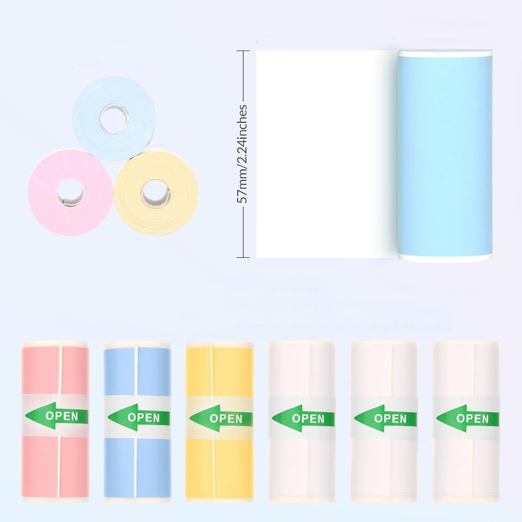 3PCS Thermal Label Sticker Roll Continuous for Mini Printer Kids Camera ...