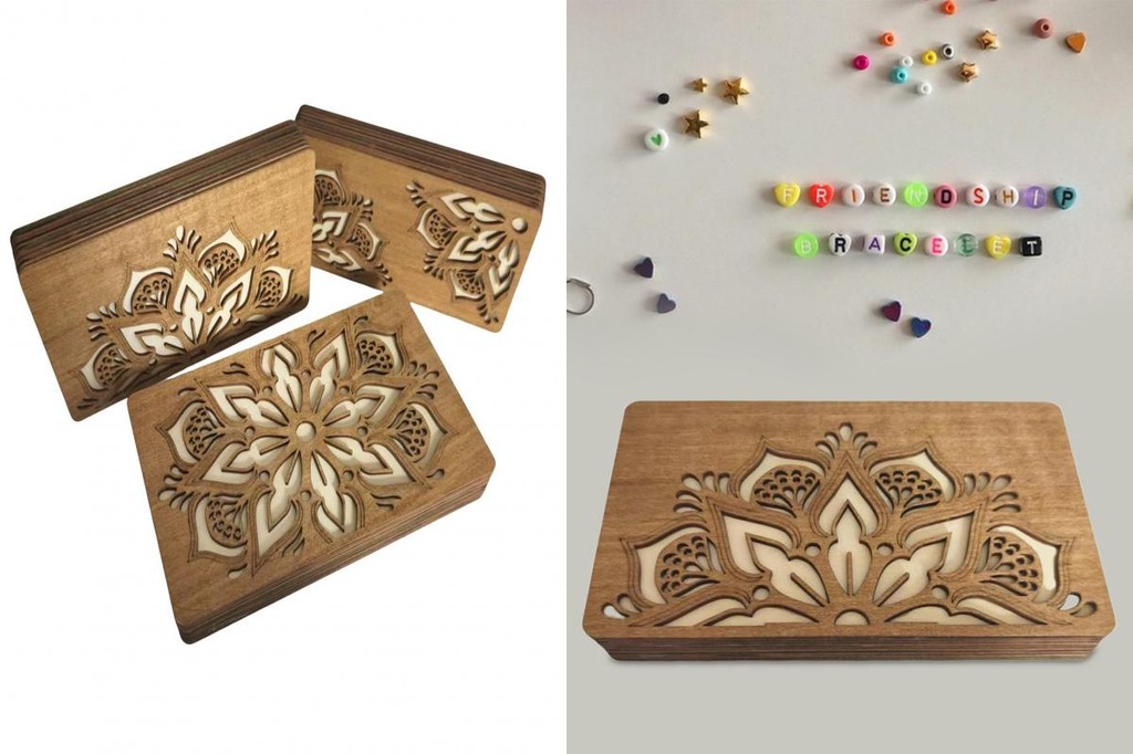 Floral Pattern Bead Tray Fashionable Bead Storage Case Wooden Bead ...