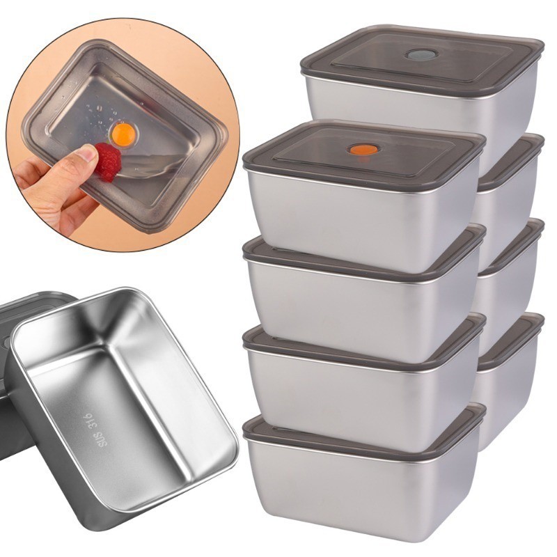 Stainless Steel Preservation Box with Lid - Refrigerator Meat/Dessert ...
